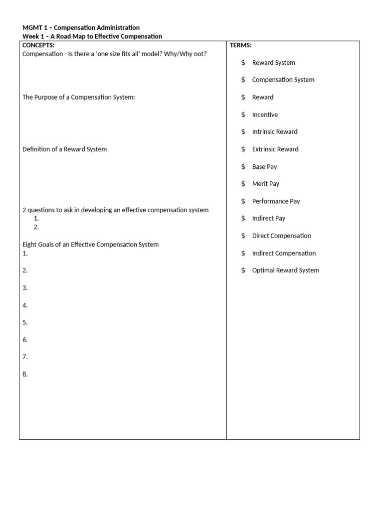 Week 1 - Class Summary Sheet | PDF