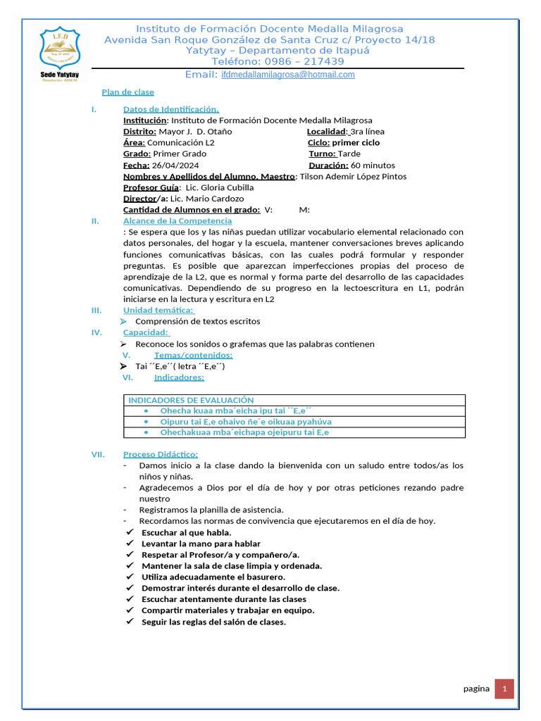 1° GRADO Guarani | PDF