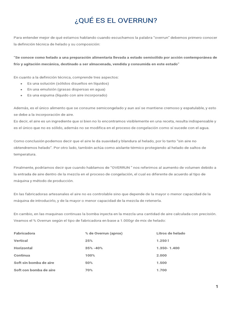 Que Es Overrun - Helado | PDF