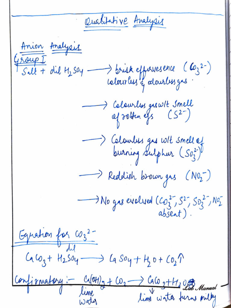 Anion Analysis With Equations | PDF