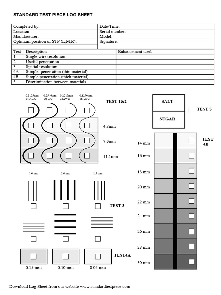 Standard Test Piece - Log Sheet - 14 30mm | PDF