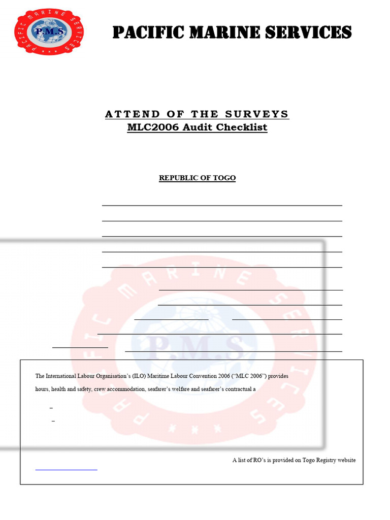 mlc2006 Audit Checklist | PDF