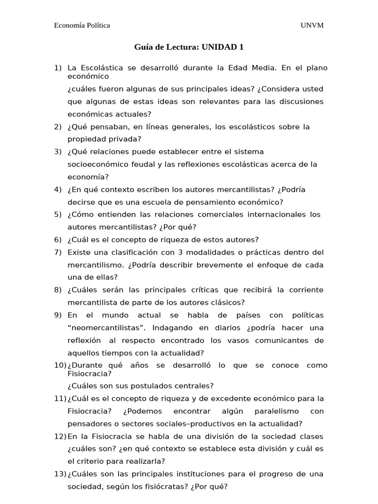 Guía de Lectura Unidad 1 | PDF