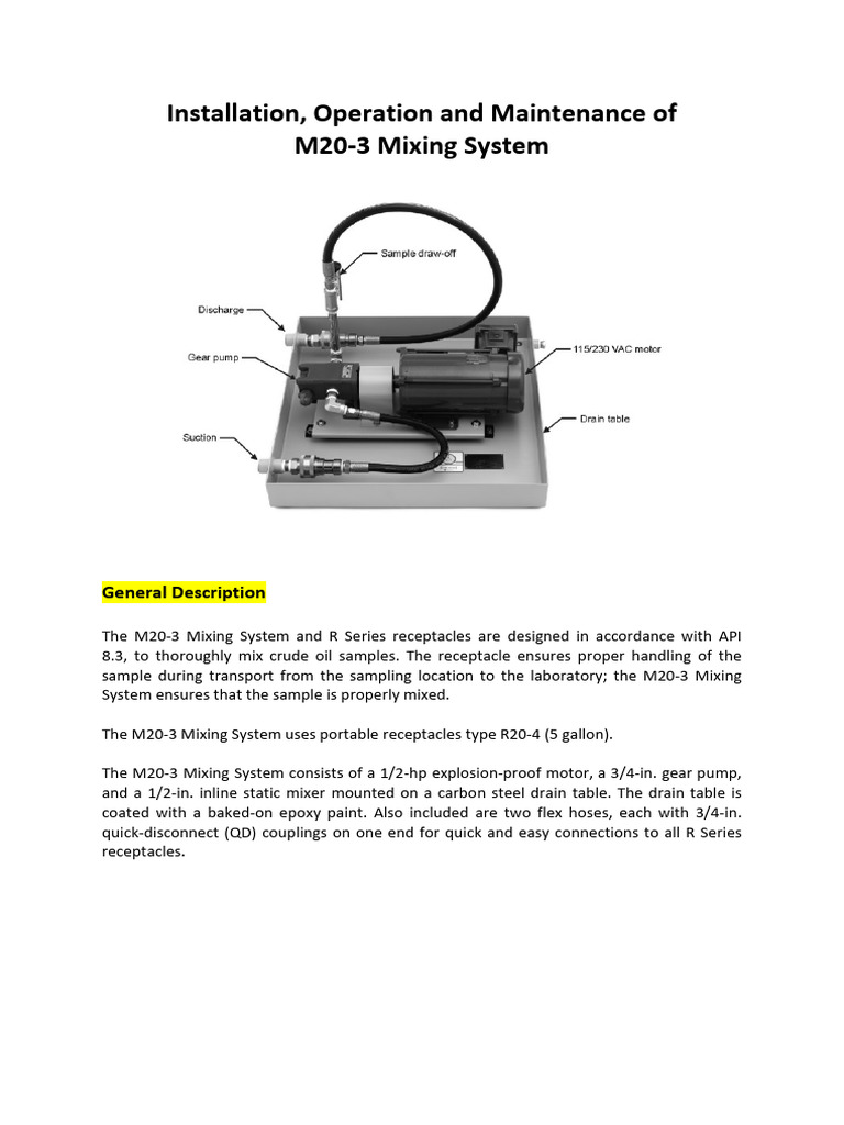 IOM - Mixing System M20-3 | PDF