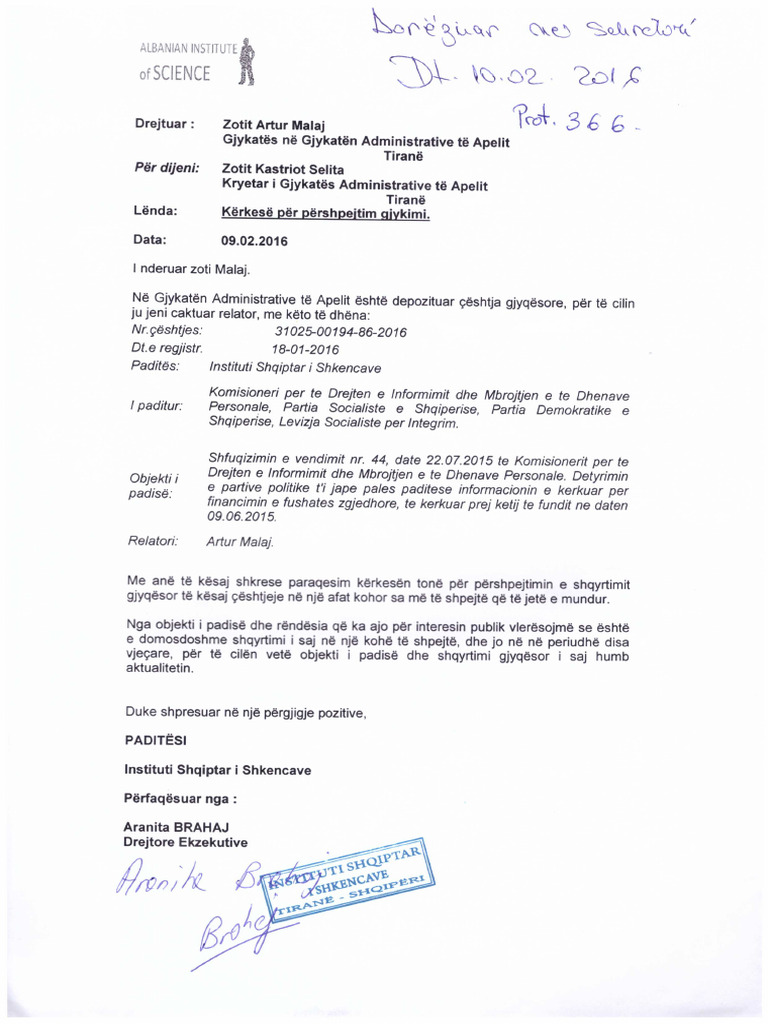 Kerkese Per Pershpejtim Gjykimi | PDF