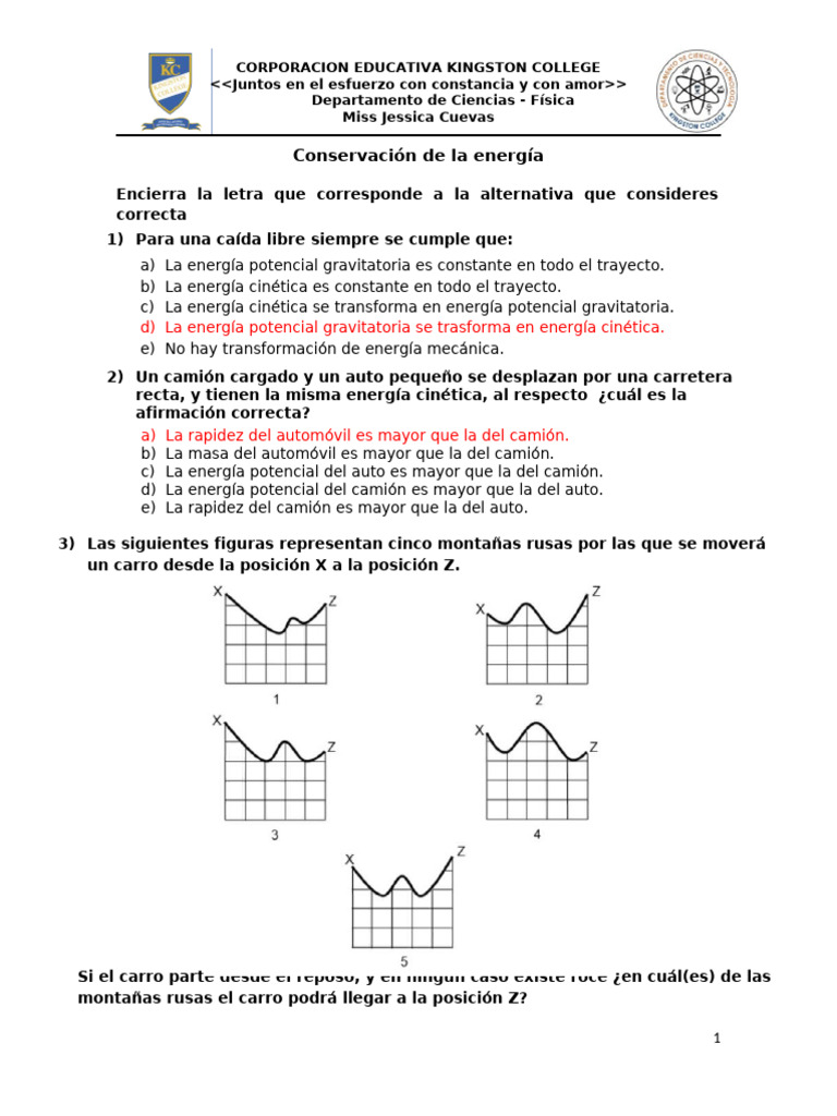 Solucionario E2 Conservación de La Energía Física 2° Medio | PDF