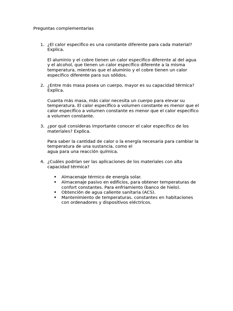 Preguntas Complementarias - Calor - Específico - y - Capacidad - Térmica - Vasquez Mendoza ...