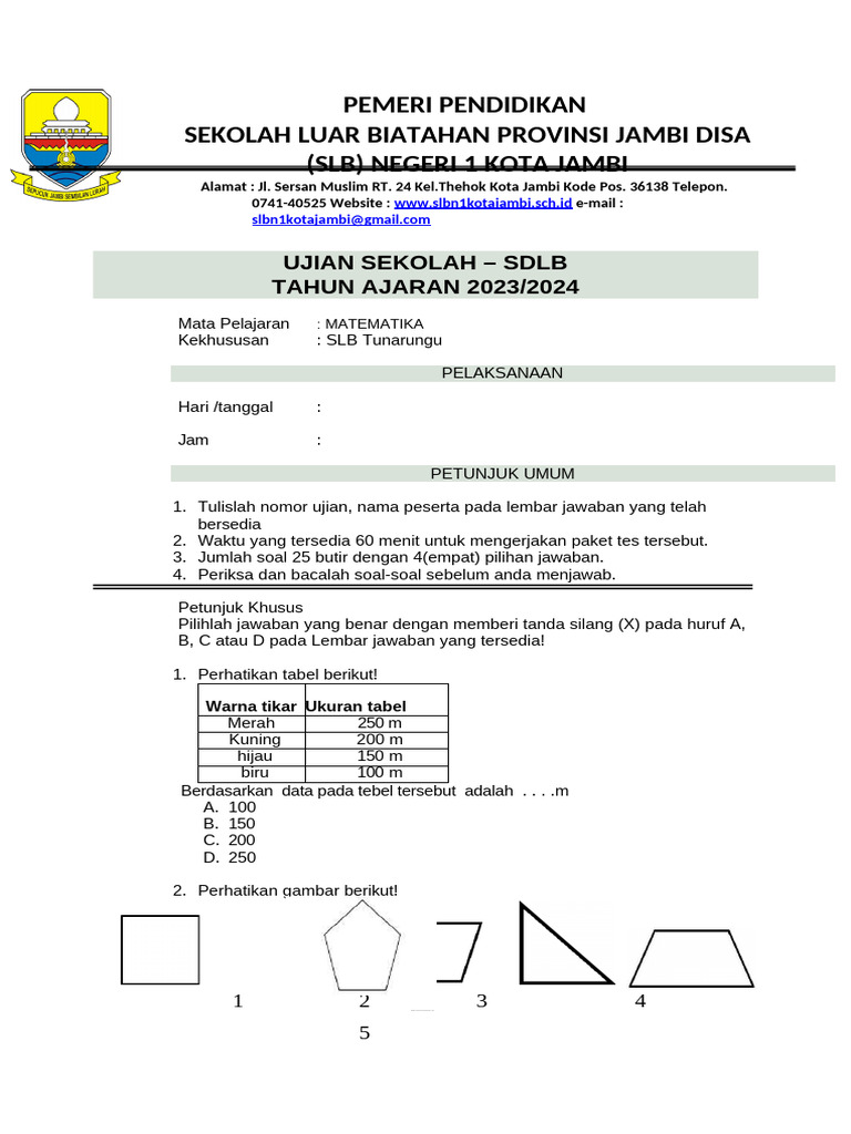 Soal MTK B | PDF