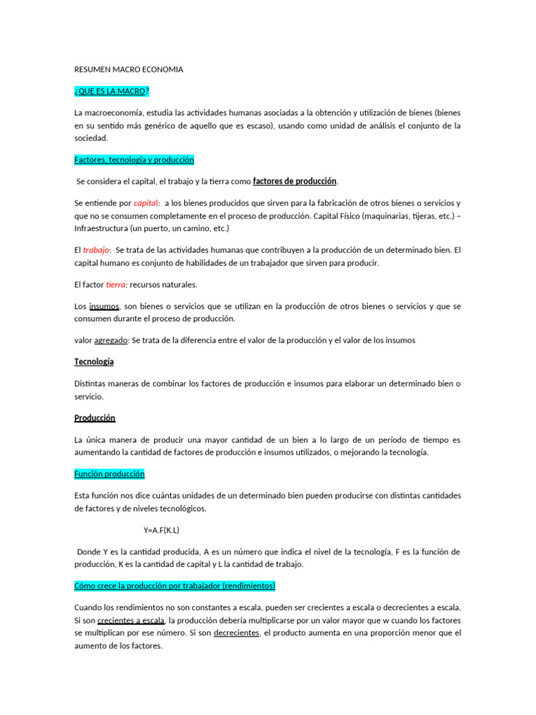 Resumen Macro Economia | PDF