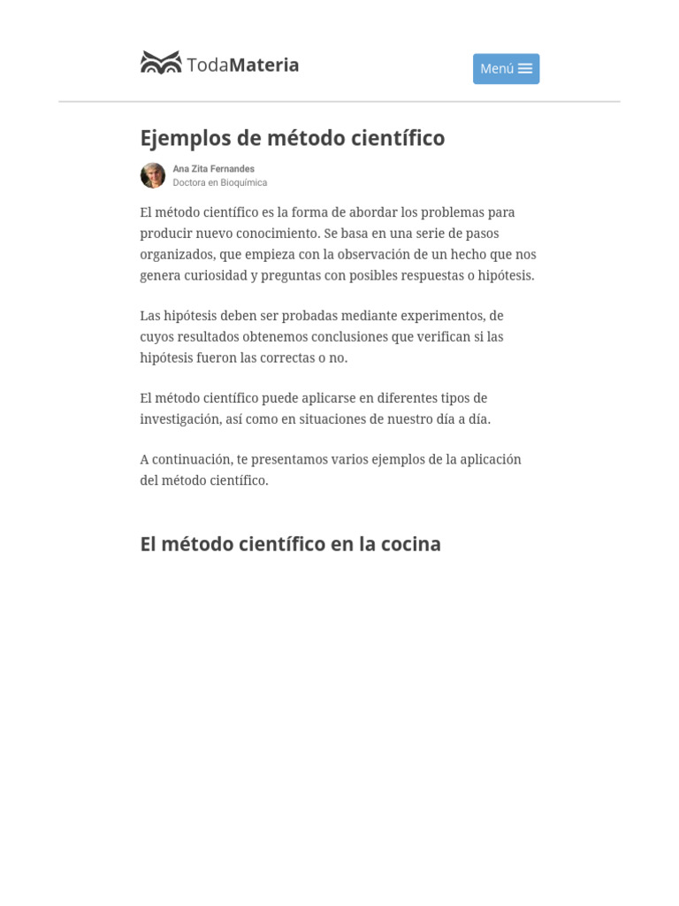 11 Ejemplos de Método Científico Explicados - Toda Materia | PDF