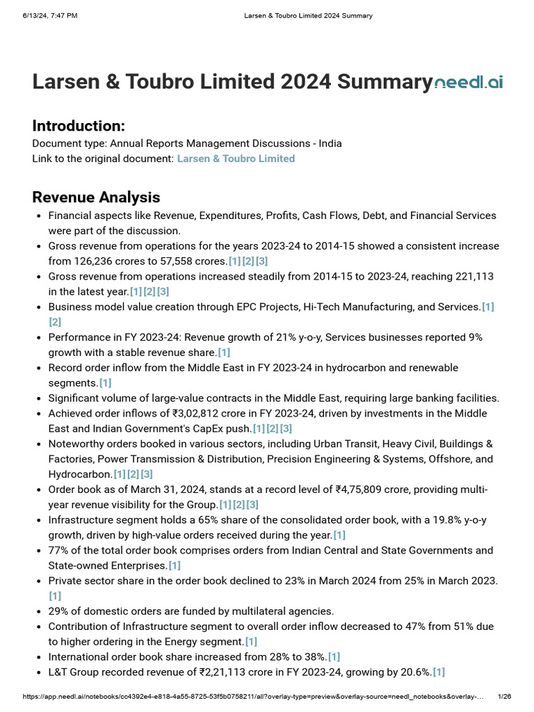 L&T 2024 AR Summary | PDF