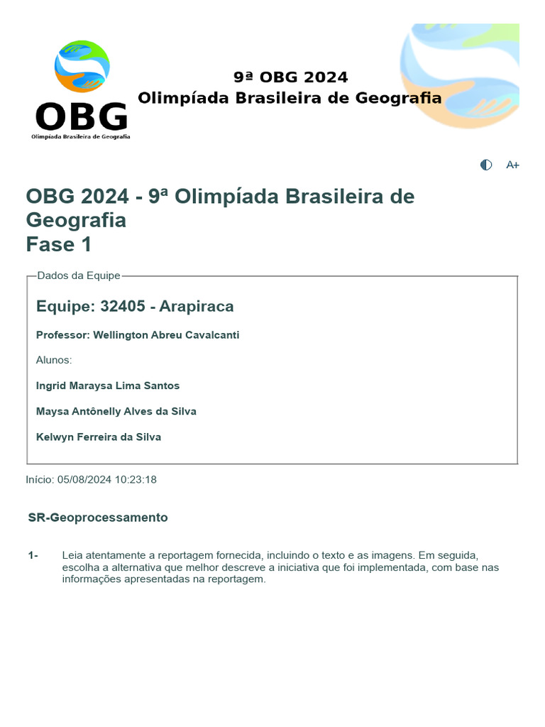 Olimpiada Brasileira de Geografia | PDF