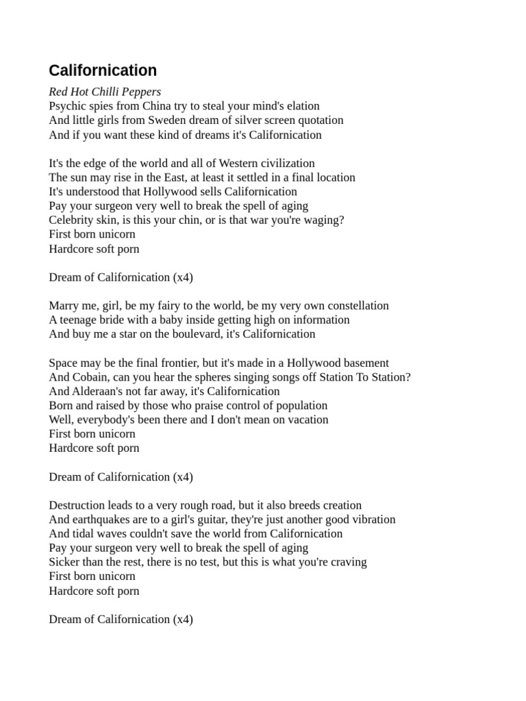 Californication Lyrics | PDF