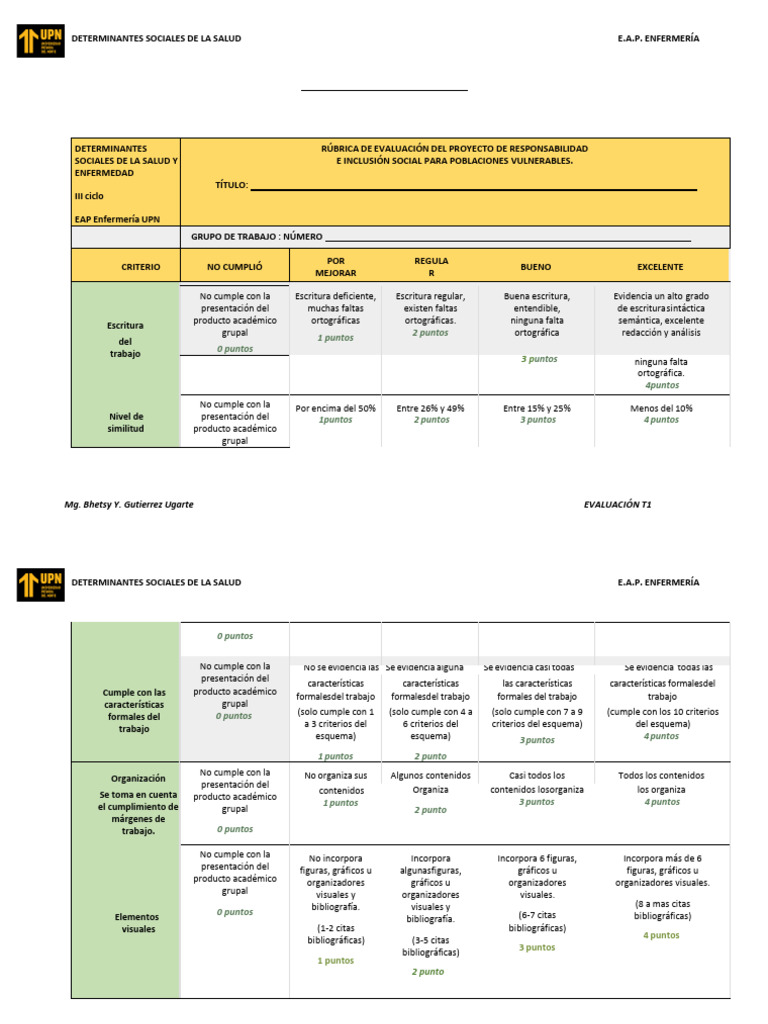 Rubrica de Evaluación T1 Dsse | PDF
