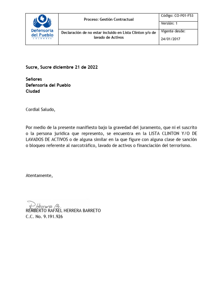 Formato Lista Clinton | PDF