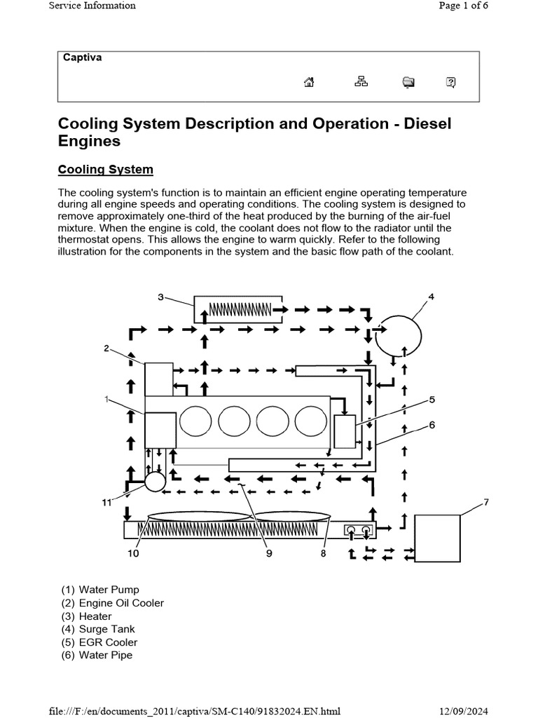 Cooling System Description and Operation - Diesel Engines | PDF