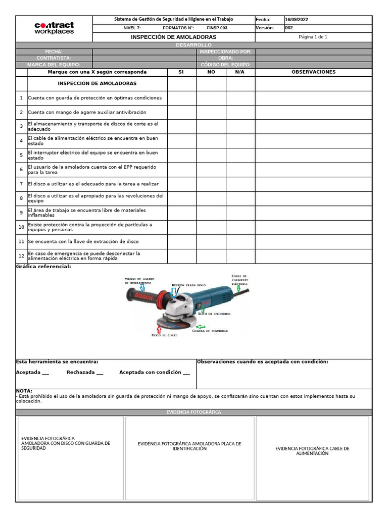 FINSP.003 - Inspección de Amoladora | PDF | Informática