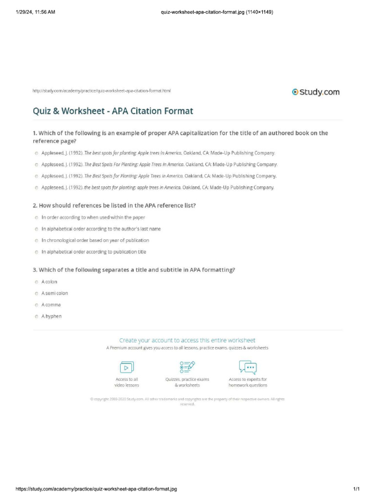 APA Worksheet | PDF