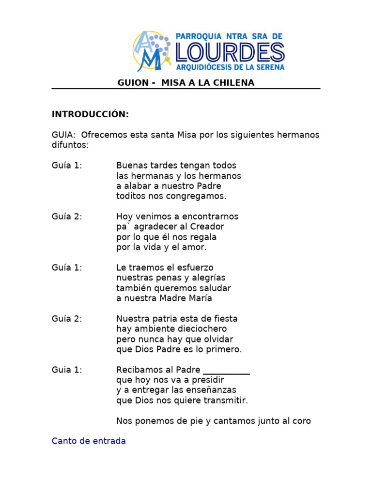 Guion Misa A La Chilena | PDF