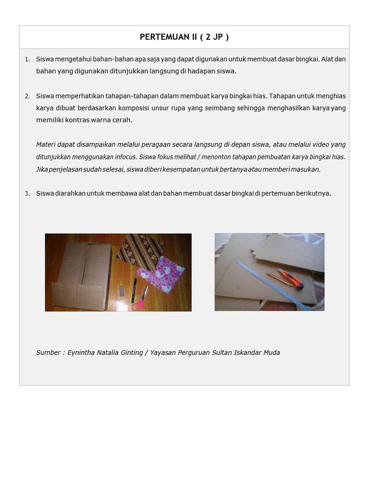 2 Detail Pertemuan - Tahapan Membuat Karya Bingkai Hias | PDF