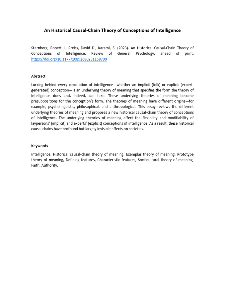 Historical Causal-Chain Theory | PDF