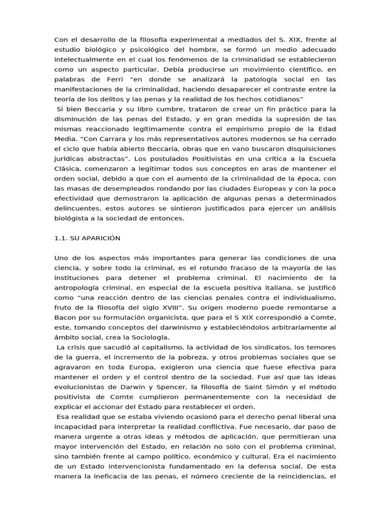 Resumen Lombroso, Ferri y Garofalo | PDF