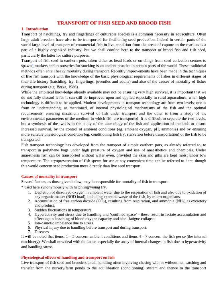 Fish Transportation_2023 | PDF
