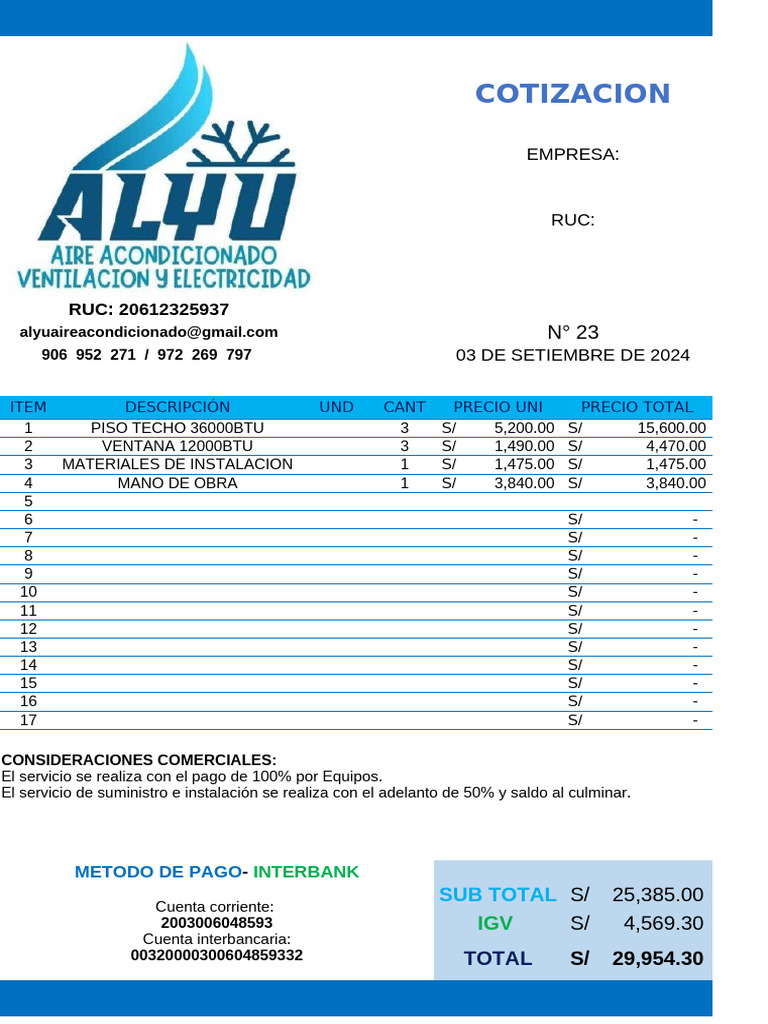 Plantilla Cotización Alyu | PDF