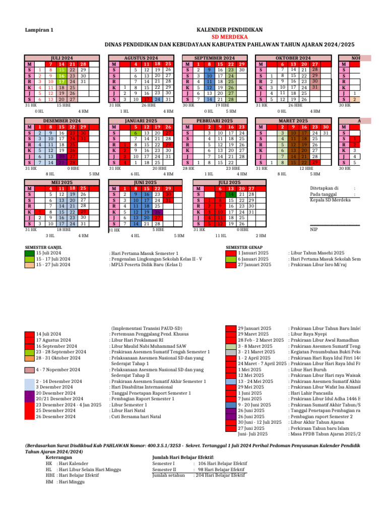 11 Lampiran 1 Kalender Pendidikan - 2 | PDF