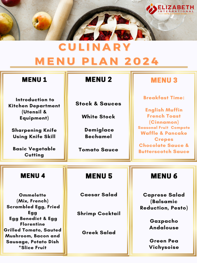 Culinary Menu Plan 2024 | PDF