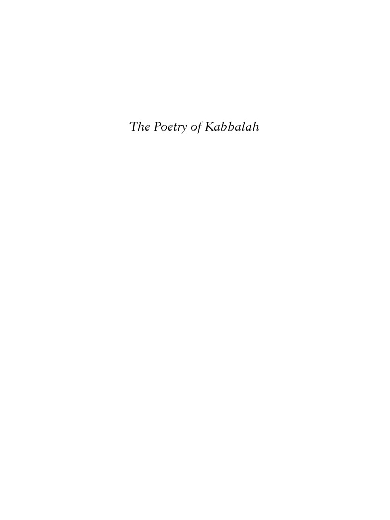 The Poetry of Kabbalah Mystical Verse From The Jewish Tradition ...