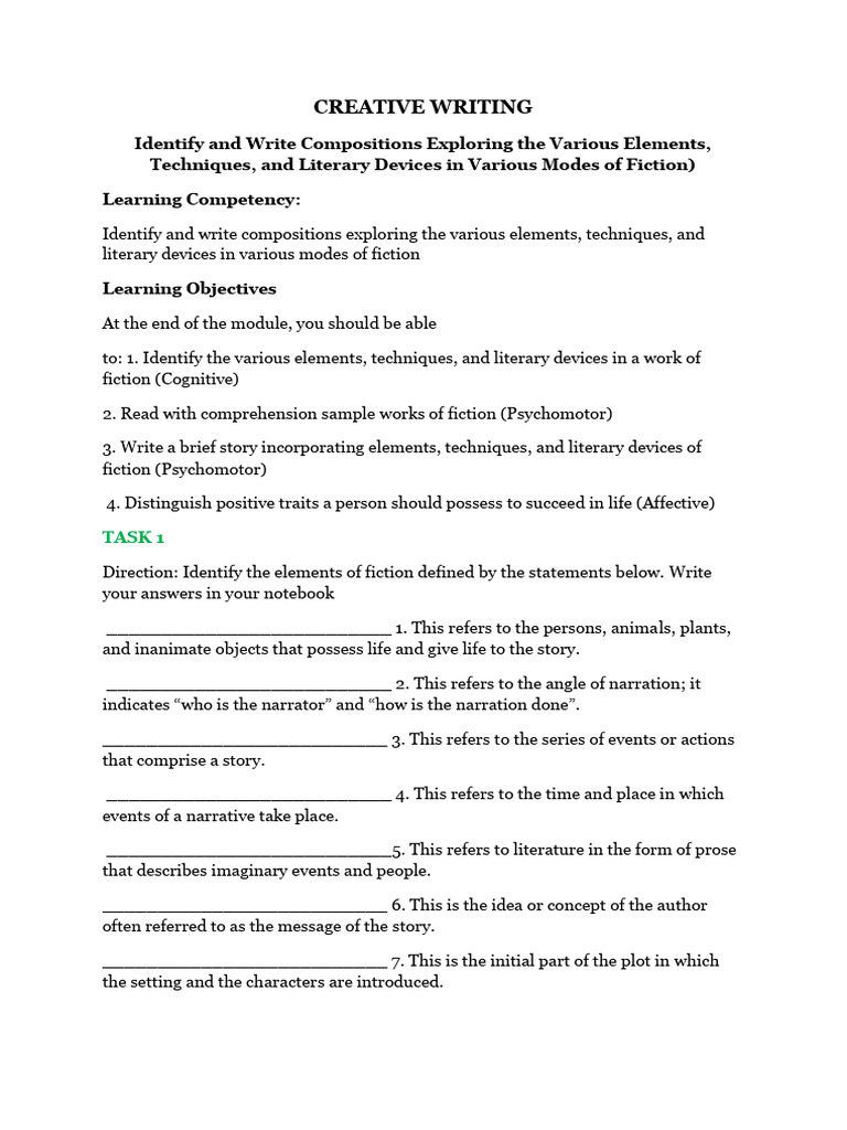 Creative Writing Lesson 345 | PDF