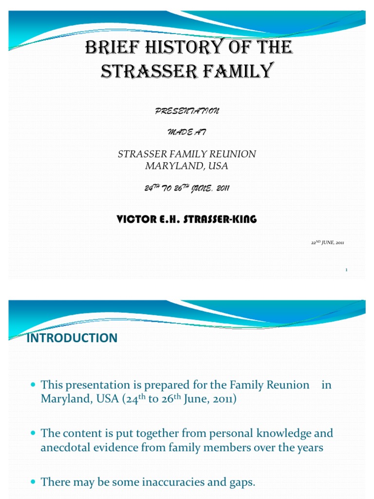 Brief History of The Strasser Family | PDF | Religion And Belief