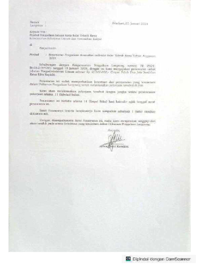 Template Doc Penawaran - A.Sahri.R - BTR | PDF