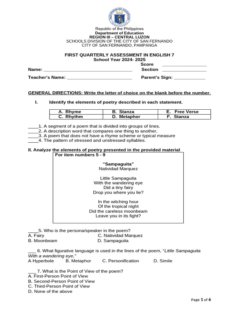 Reviewed QA Q1 ENGLISH 7 MATATAG Edited | PDF