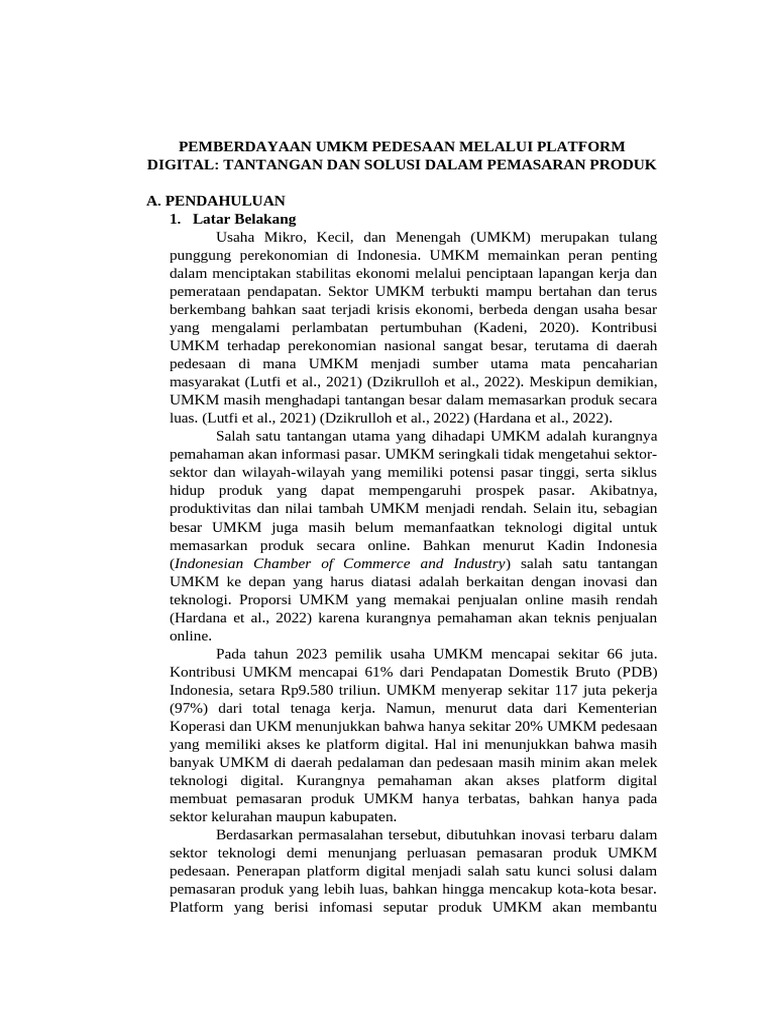 Pemberdayaan Umkm Pedesaan Melalui Platform Digital | PDF