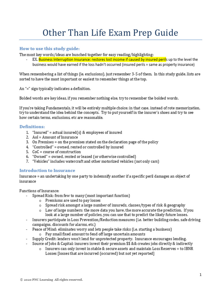 Other Than Life Exam Prep Guide | PDF