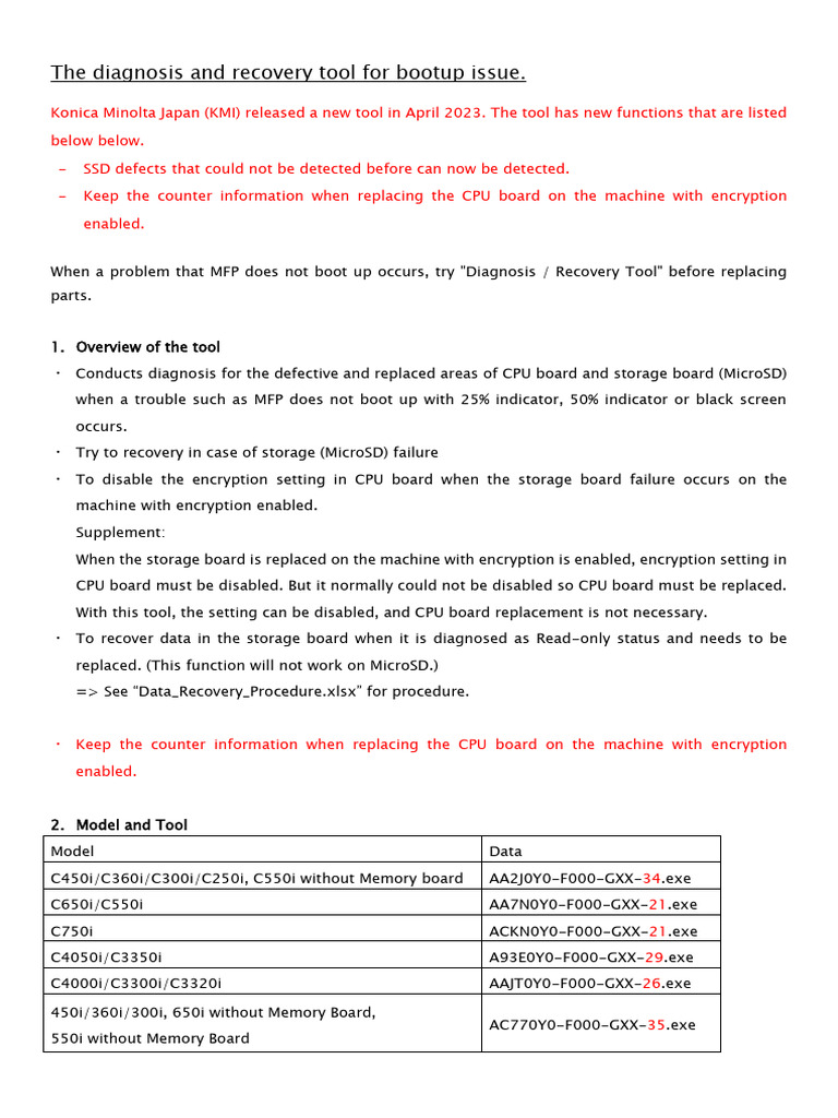 Diagnosis and Recovery Tool For Bootup Issue | PDF