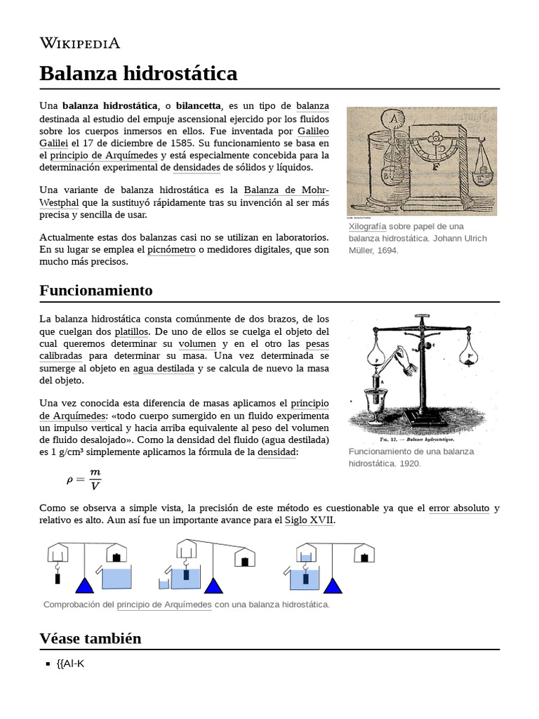 Balanza Hidrostática | PDF