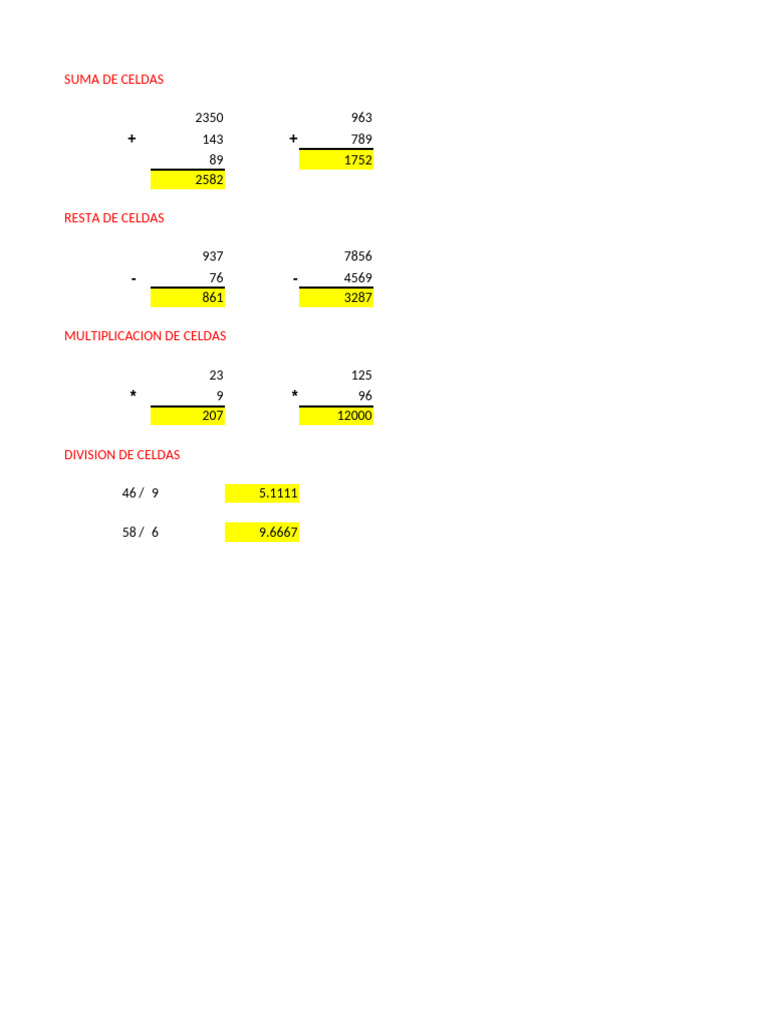 EJERCICIOS TIC S OPERACIONES Actualizado | PDF