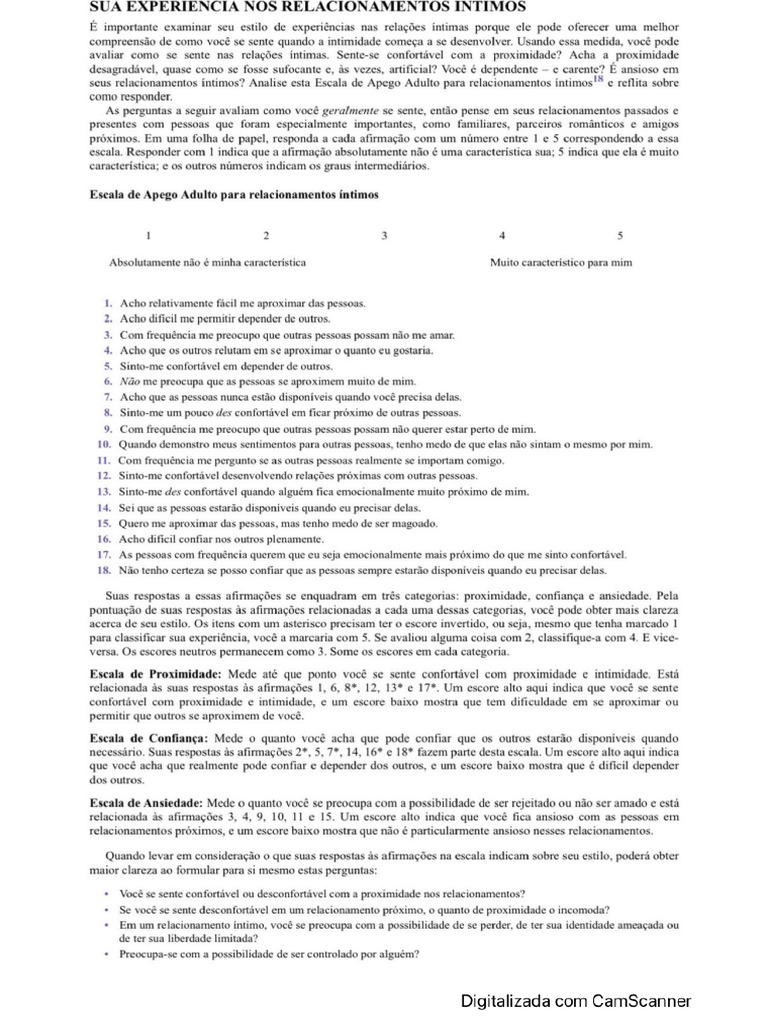 Escala de Apego | PDF