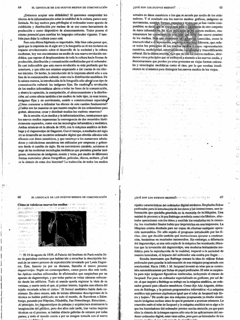 Manovich El Lenguaje de Los Nuevos Medios de Comunicacion Lev Manovich ...
