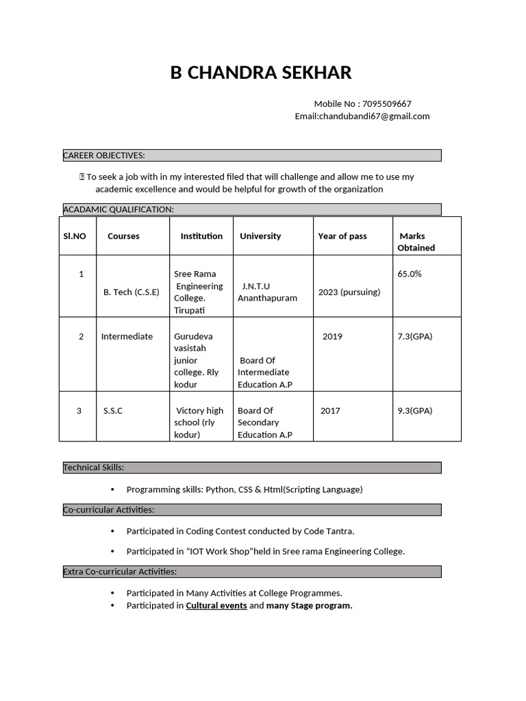 Chandra Resume | PDF