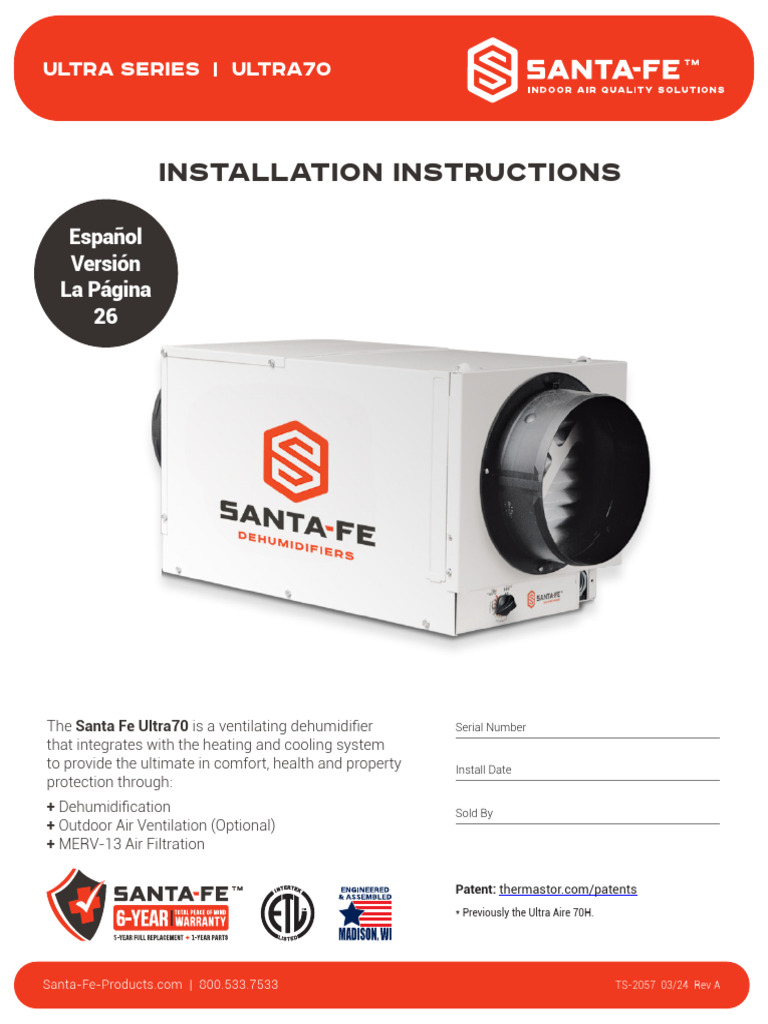 TS 2057 Santa Fe Ultra70 Manual Eng and Span | PDF