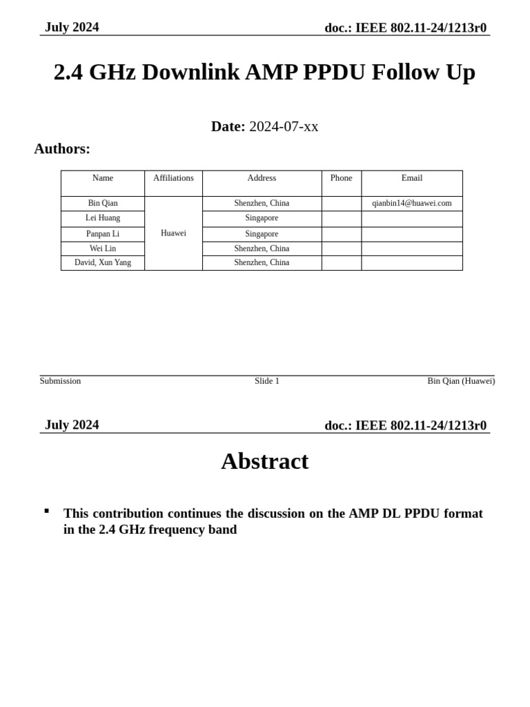 11 24 1213 00 00bp 2 4 GHZ Downlink Amp Ppdu Follow Up | PDF