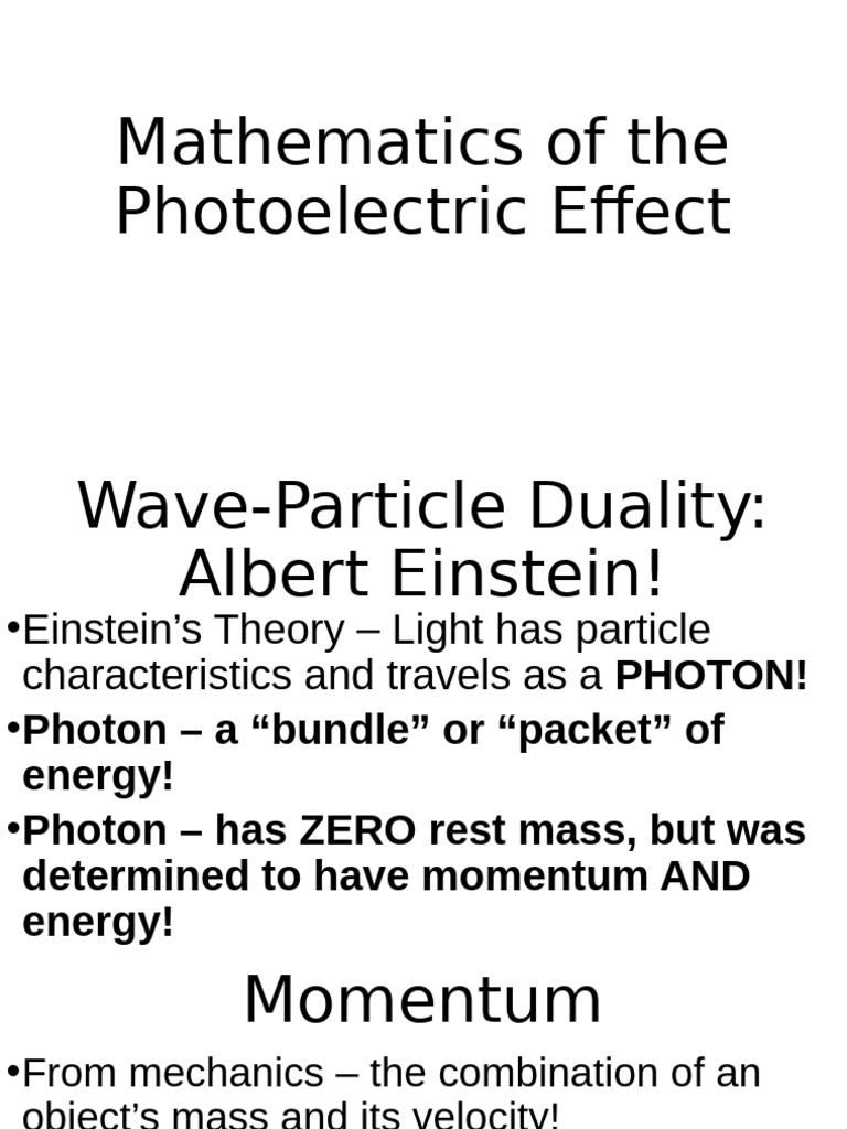 Lesson 2 - Math of The Photoelectric Effect | PDF | Photon ...