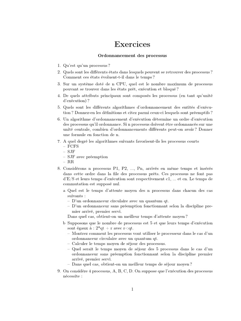 Chap4exercices Ordonnancement | PDF