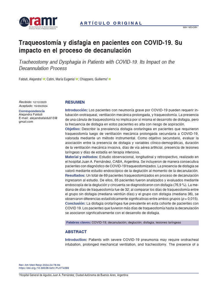 Artìculo RAMR Disfagia y TQT | PDF