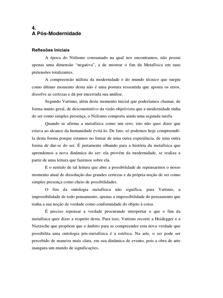 A Pós Modernidade | PDF