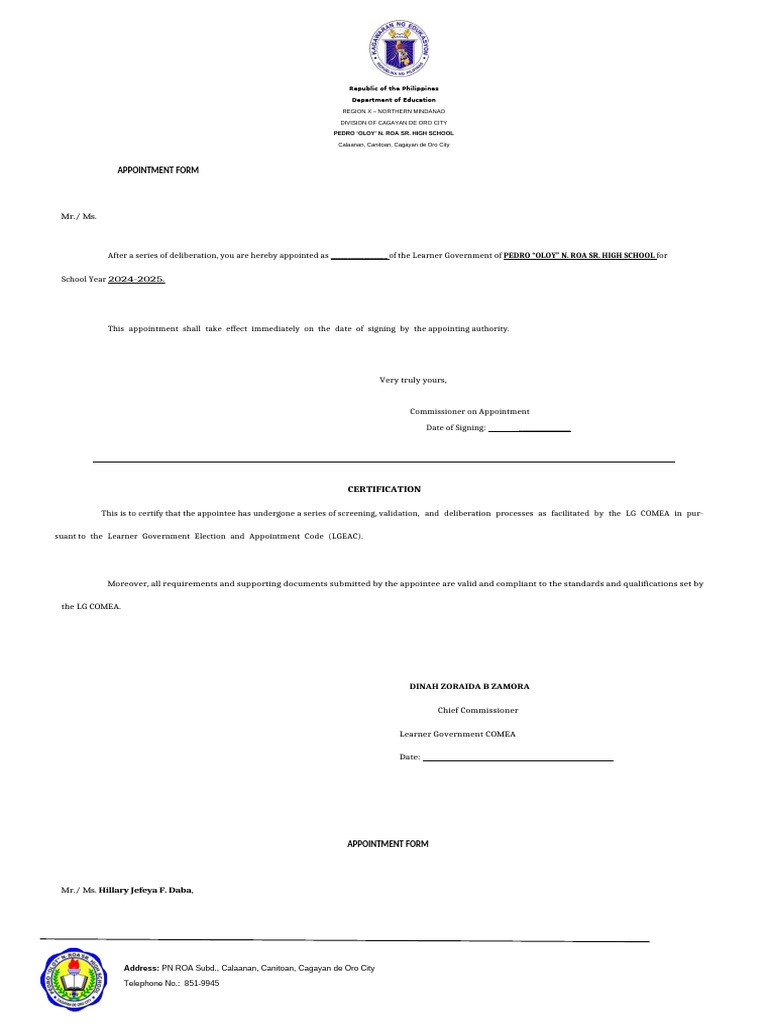 Sslg Appointment Pdf